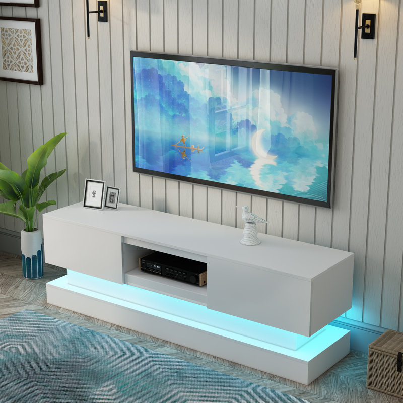 Modern TV Stand for 50 55 inch TV with 16 Color LED Lights